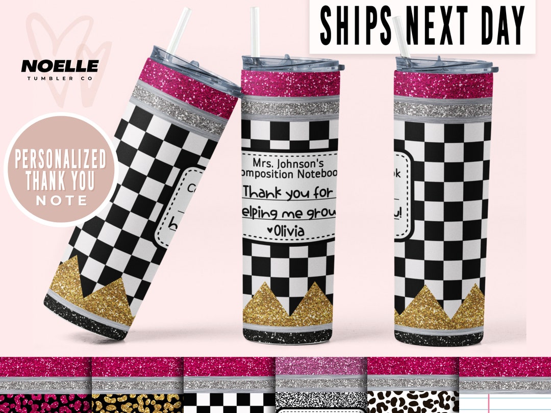 Teacher Appreciation Gift Faux Glitter Pencil Tumbler Custom End of ...