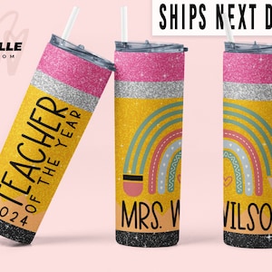 Teacher of the Year Tumbler Personalized 2024 Teacher of the Year Gift ...