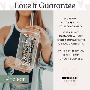 Personalized School Counselor Cup Iced Coffee Sipper Glass for Mental ...