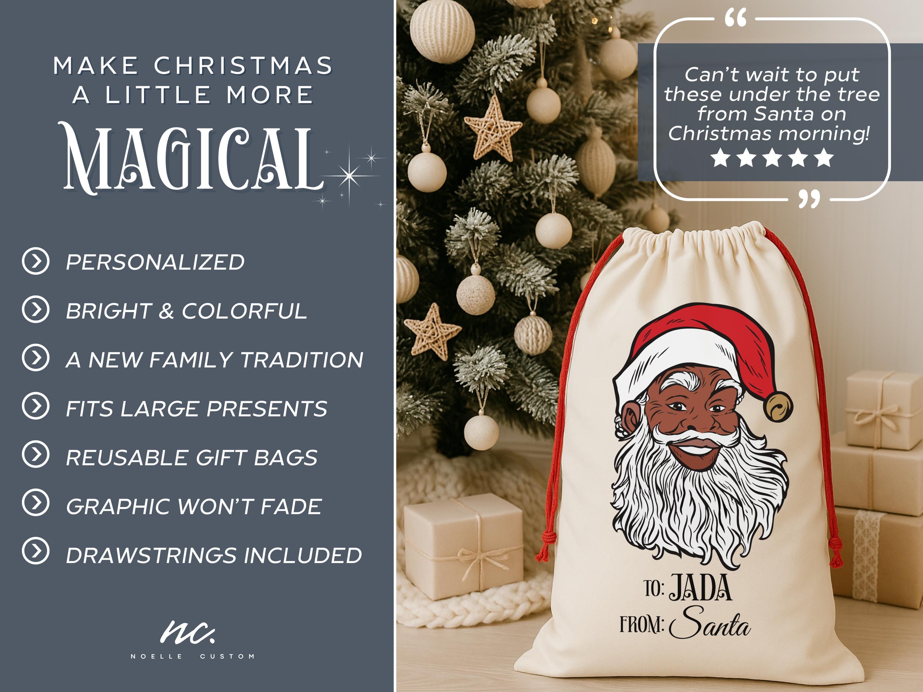 Personalized Black Santa Gift Bag Black Santa Gift Sack African ...