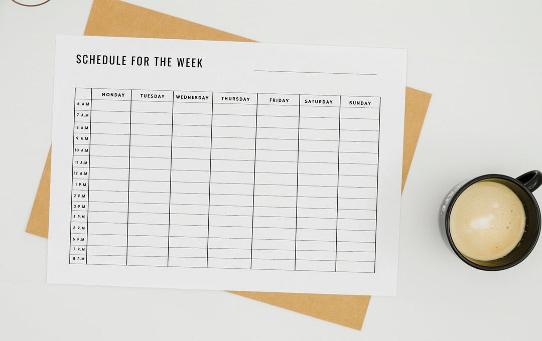 Schedule of the Week Download A4 PNG JPEG PDF Black and - Etsy Canada