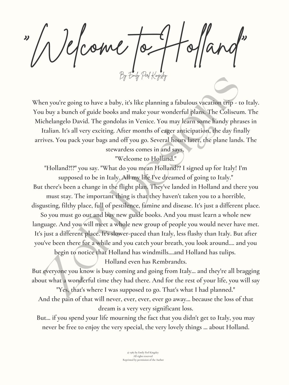 Welcome to Holland Poem Print | Special Needs Art (digital Download) - Etsy