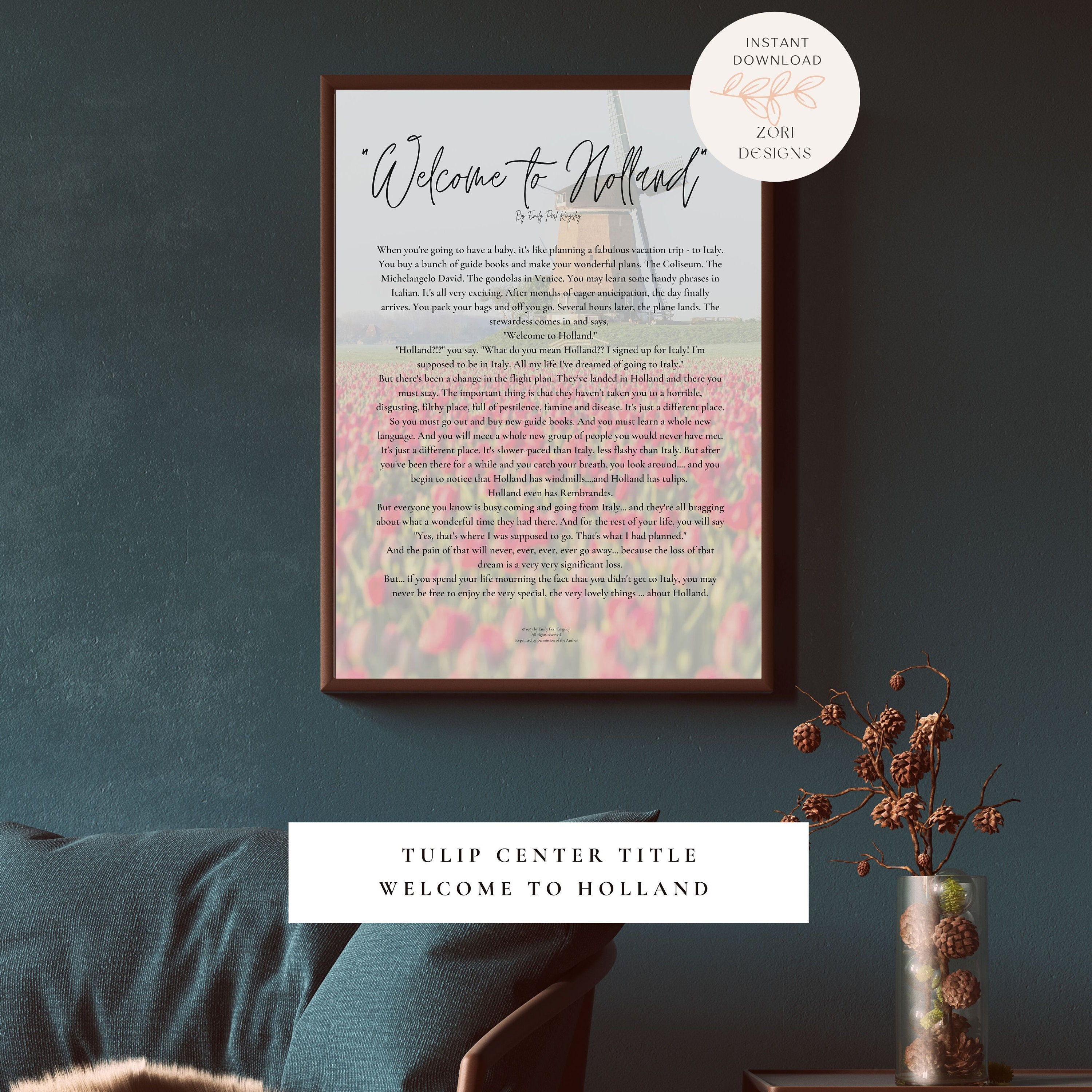 Tulip Center Title Welcome to Holland Poem Print | Special Needs Art ...