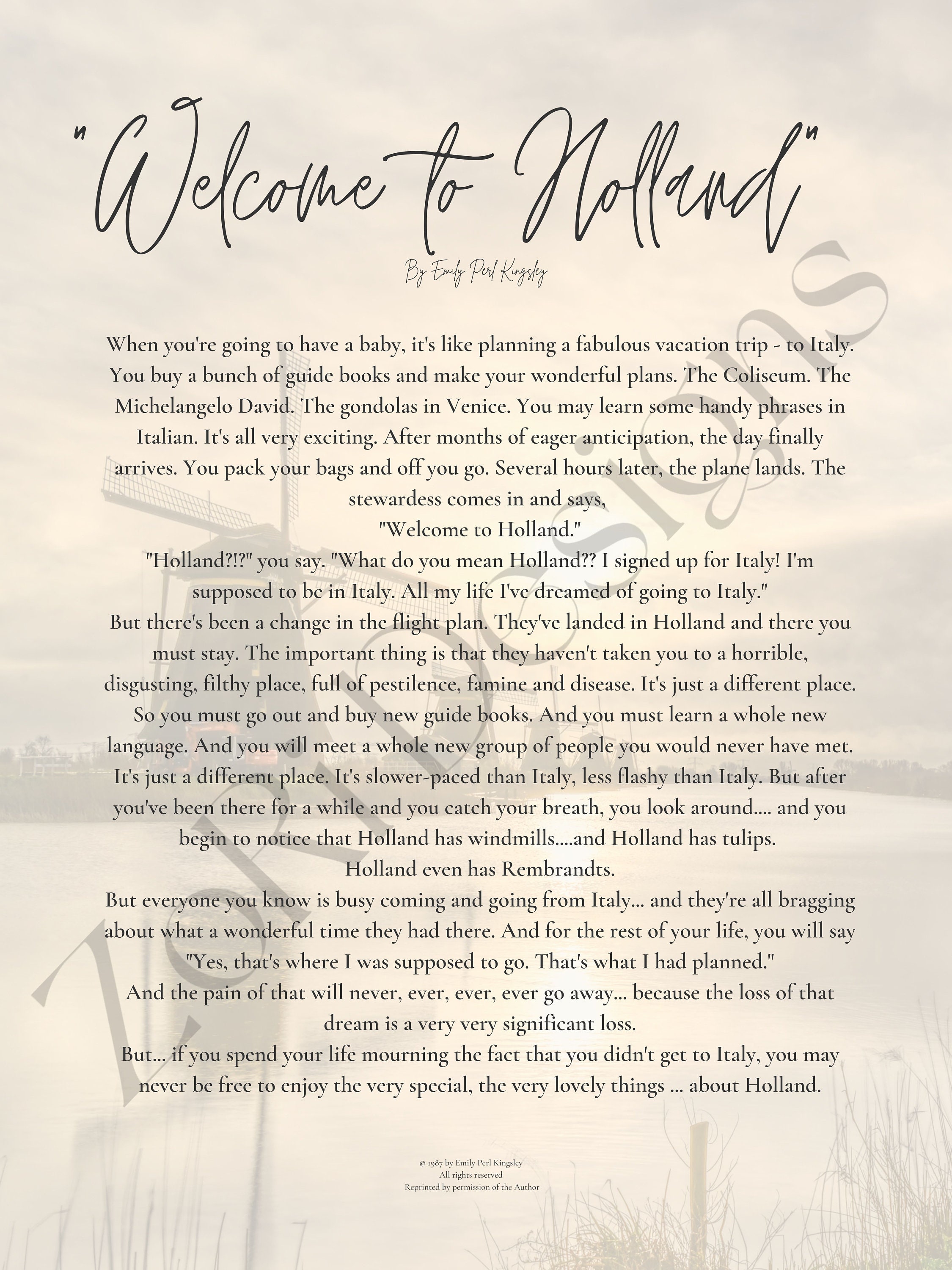 Welcome to Holland Poem Center Title Windmill | Special Needs Art ...