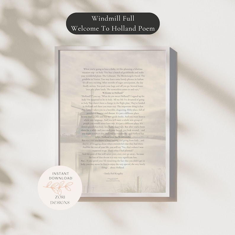 Windmill Full Welcome to Holland Poem | Special Needs Art | Down ...