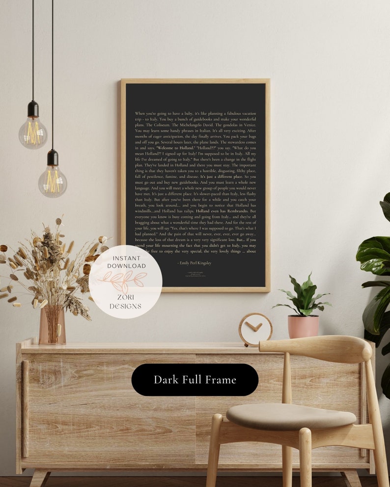 Dark Full Welcome to Holland Poem Print | Neutral Special Needs Art ...