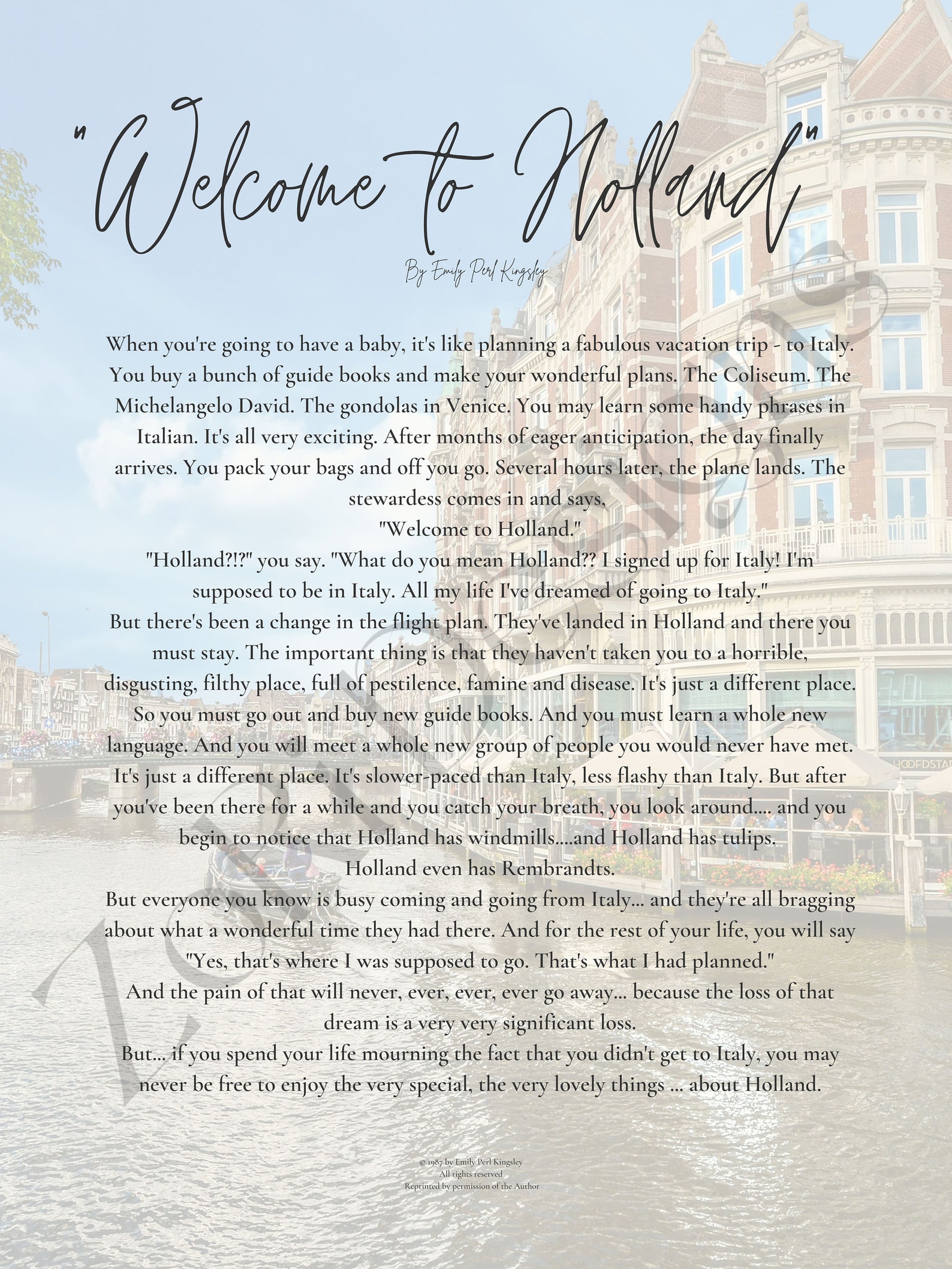 City Center Title Welcome to Holland Poem | Special Needs Art | Down ...