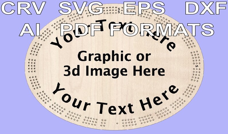 Digital File Cribbage Board Template, Large Oval 15.75" by 11", 3 ...