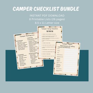 Camper Checklist Printable Bundle Rustic - Etsy