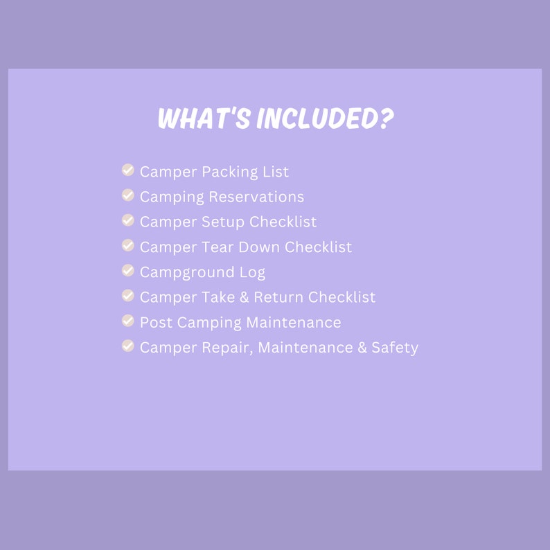 Camper Checklist Printable Bundle Lilac Leaves - Etsy