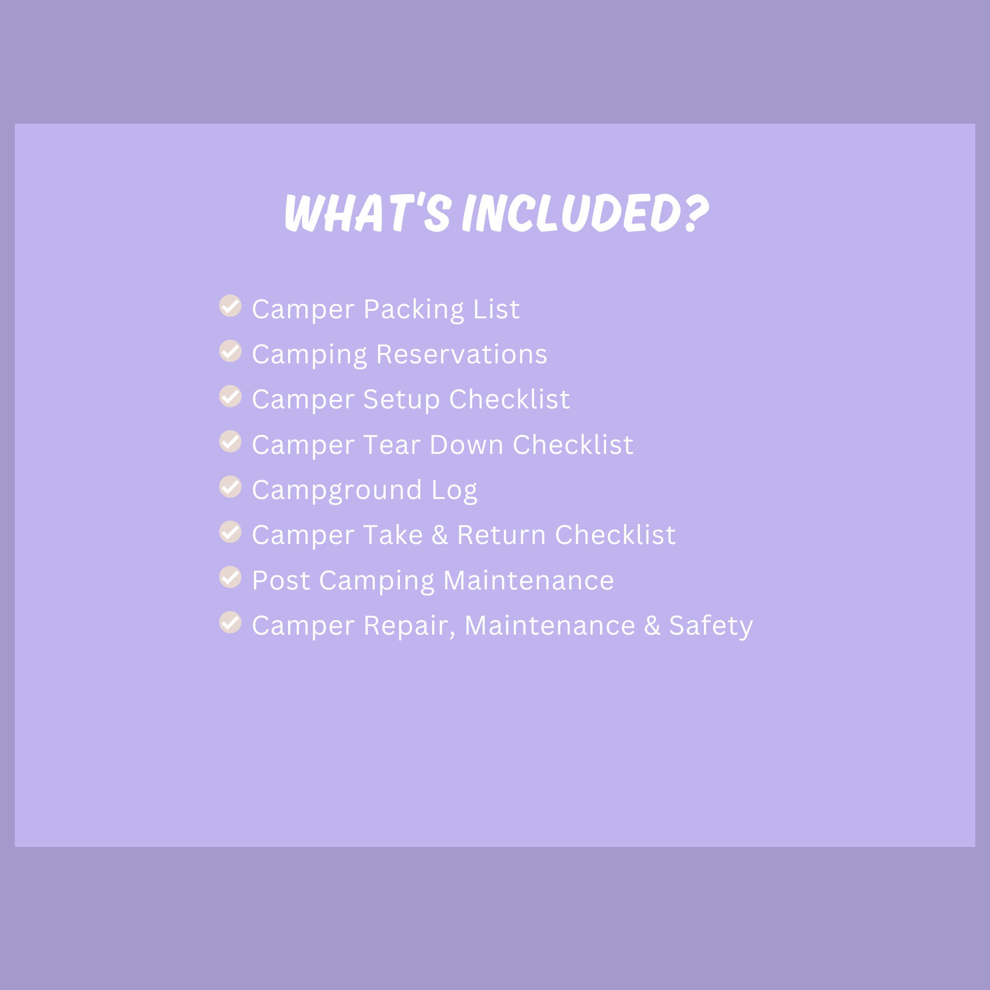 Camper Checklist Printable Bundle Lilac Leaves - Etsy