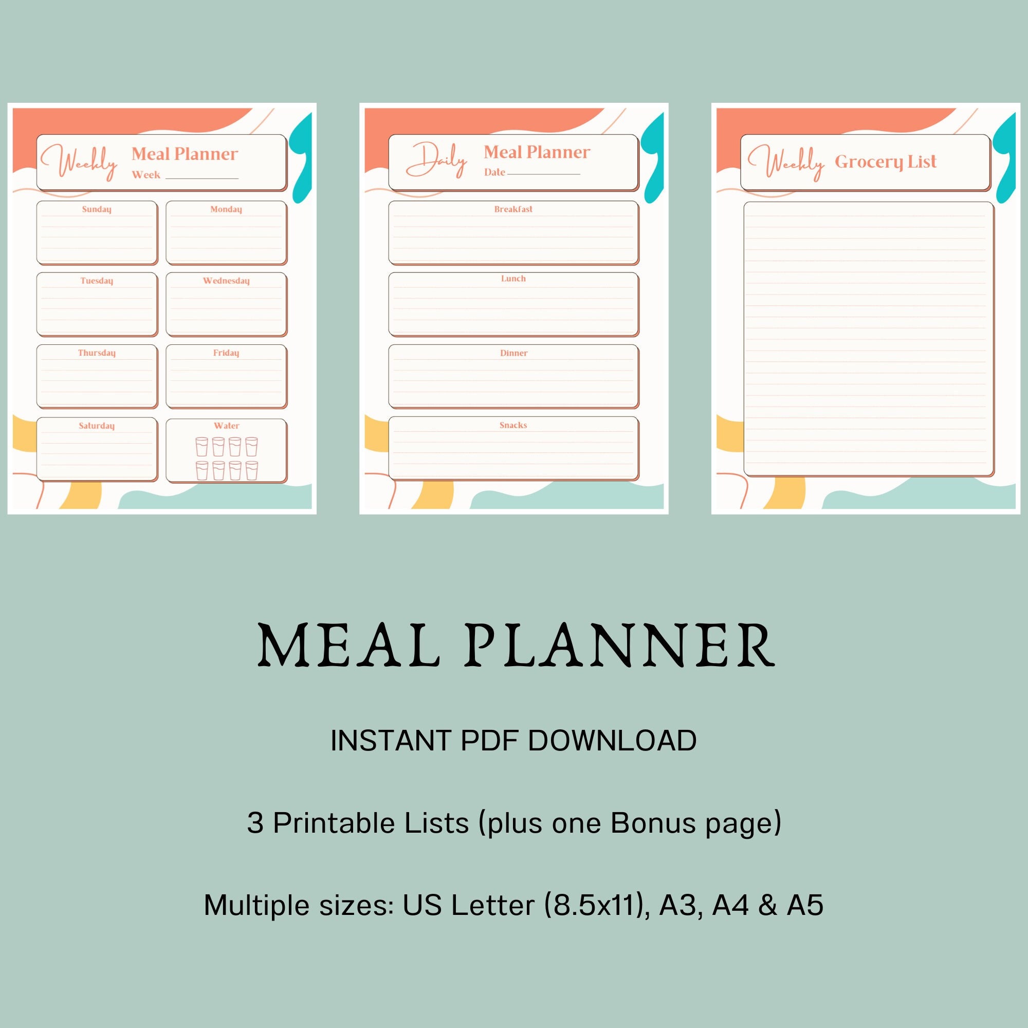 Menu Plan | Modern | Meal Plan | Weekly Meal Planner Bundle | Grocery ...