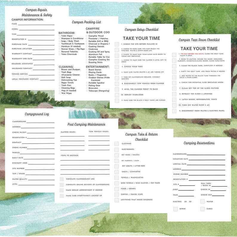 Camper Checklist Printable Bundle Minimal - Perfect for Your Needs - Etsy