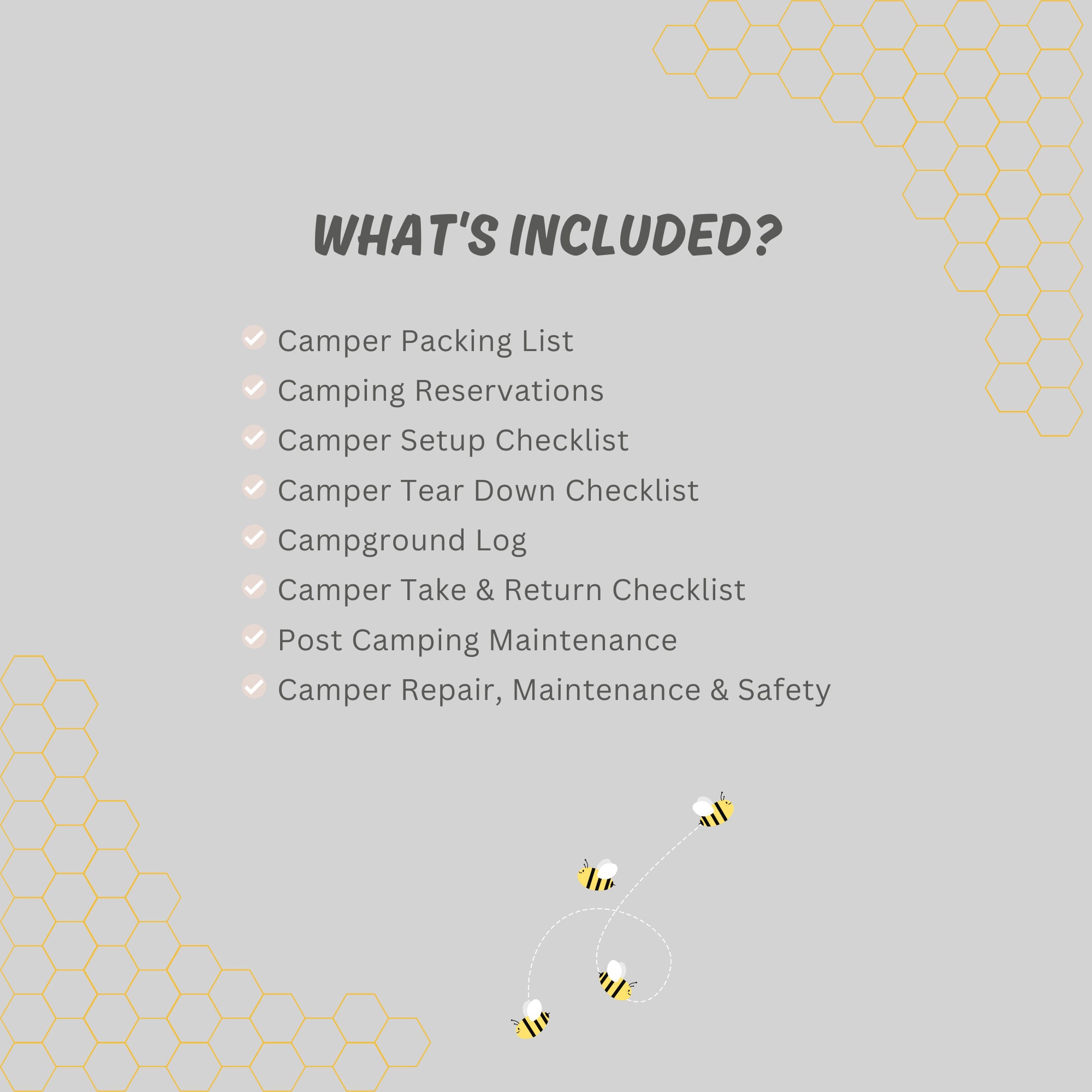 Camper Checklist Printable Bundle Honey Bee - Etsy