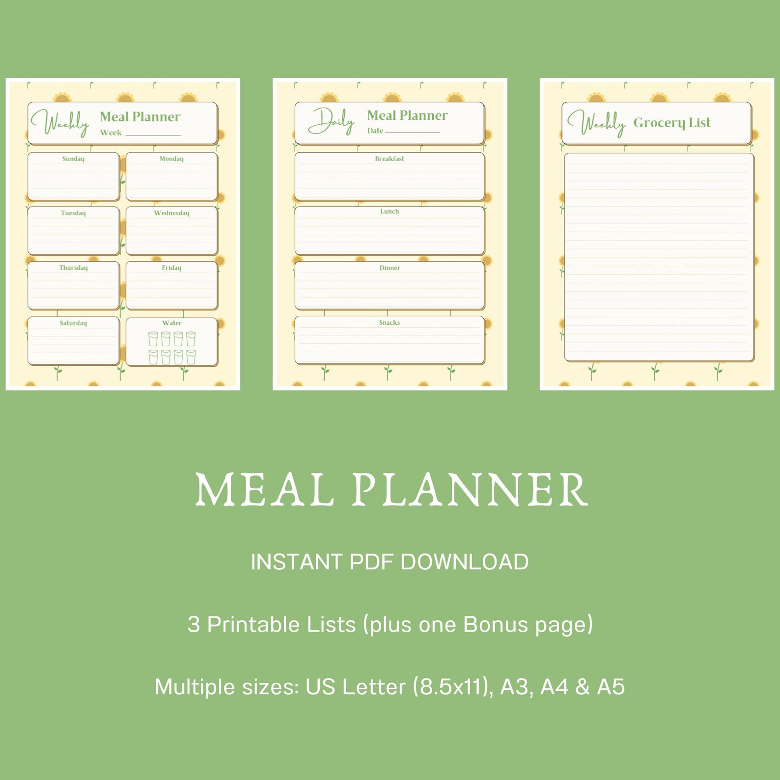 Menu Plan | Meal Plan | Weekly Meal Planner Bundle | Grocery | Meal ...