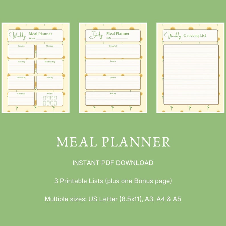 Menu Plan | Meal Plan | Weekly Meal Planner Bundle | Grocery | Meal ...