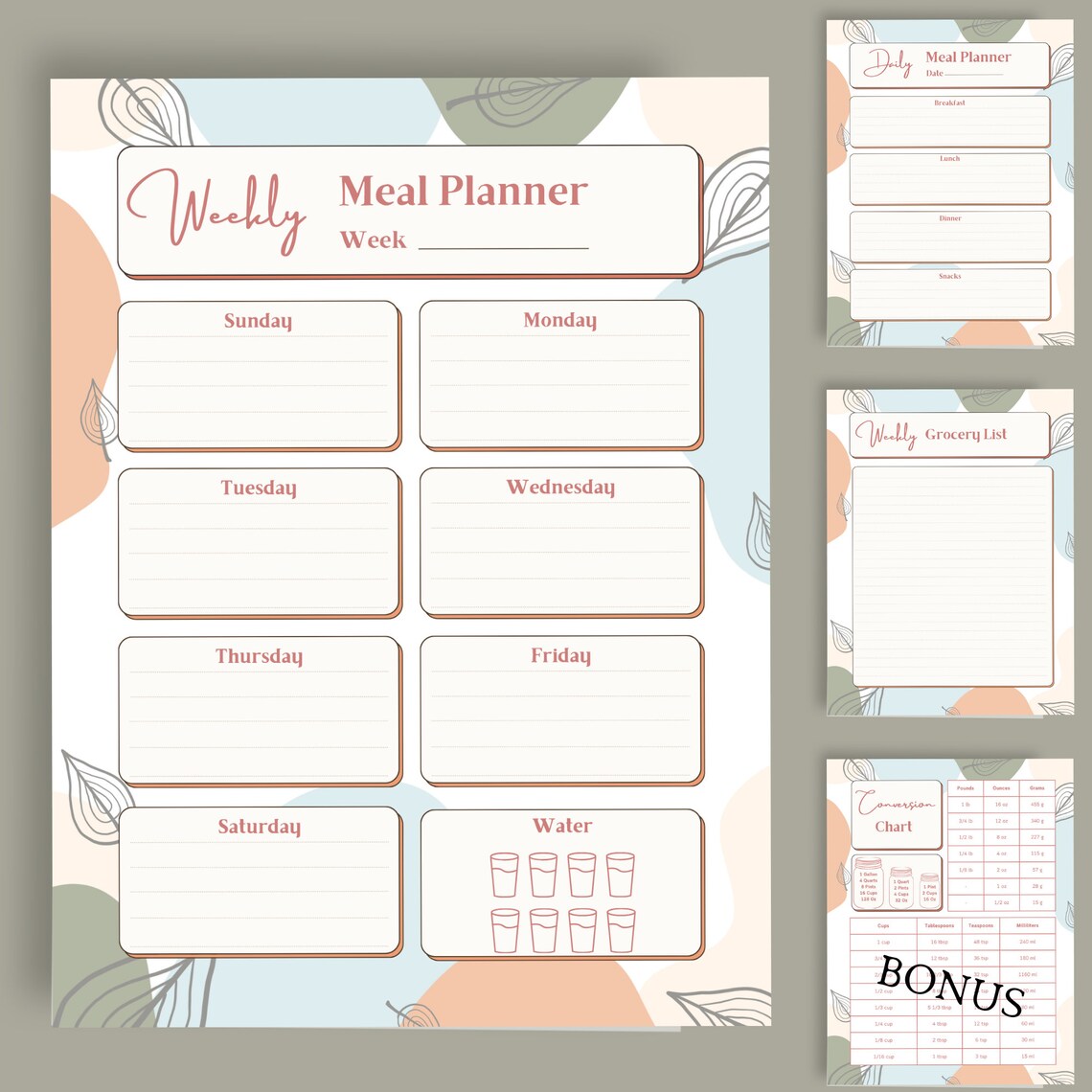 Menu Plan | Meal Plan | Weekly Meal Planner Bundle | Grocery | Meal Planner Printable | Daily ...