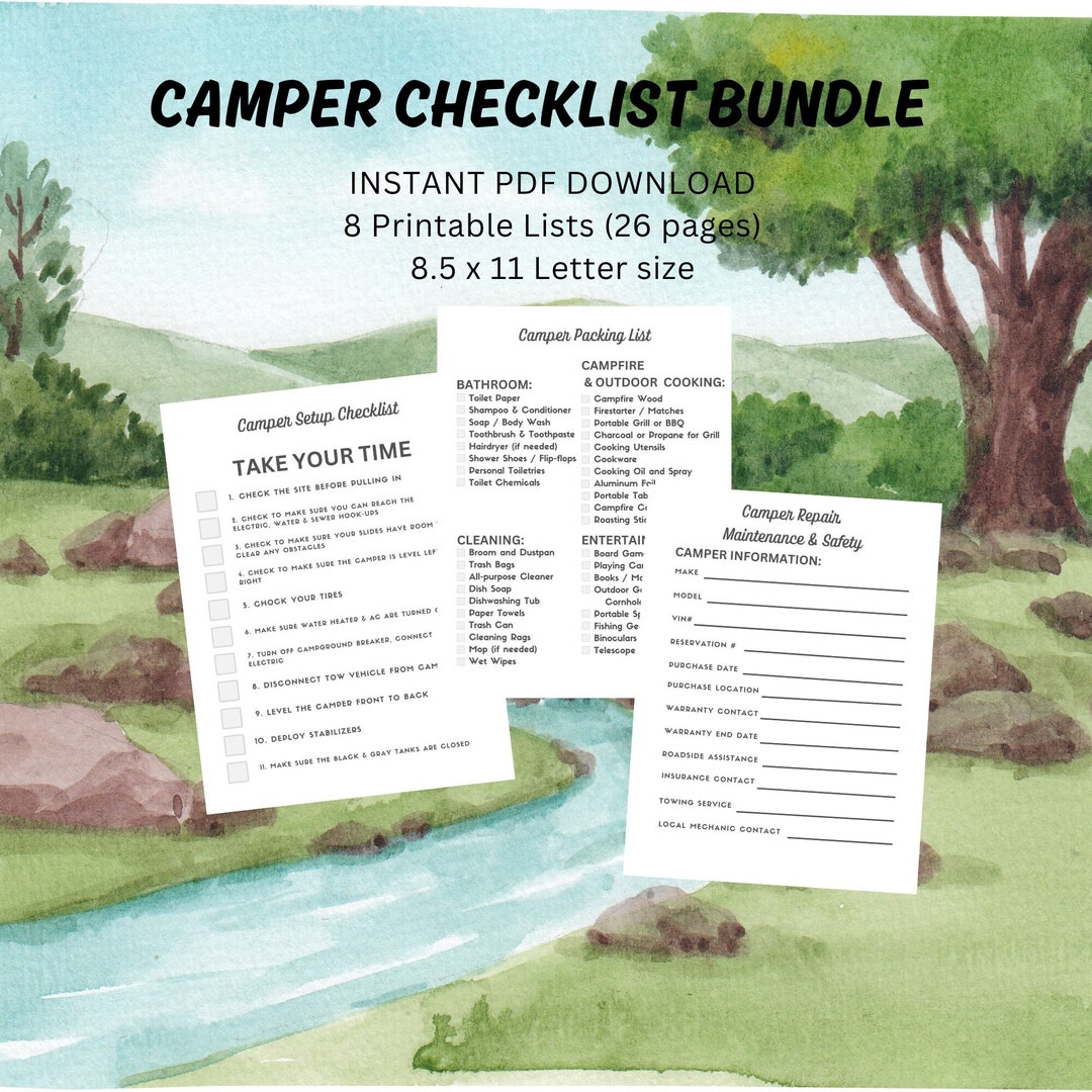 Camper Checklist Printable Bundle Minimal - Perfect for Your Needs - Etsy