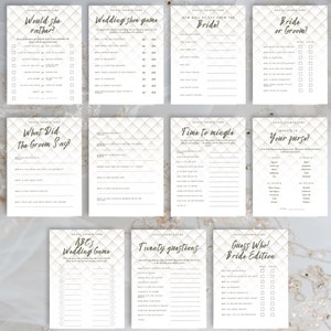 10 Printable Bridal Shower Games Bundle - Elegant Gold - Fun ...