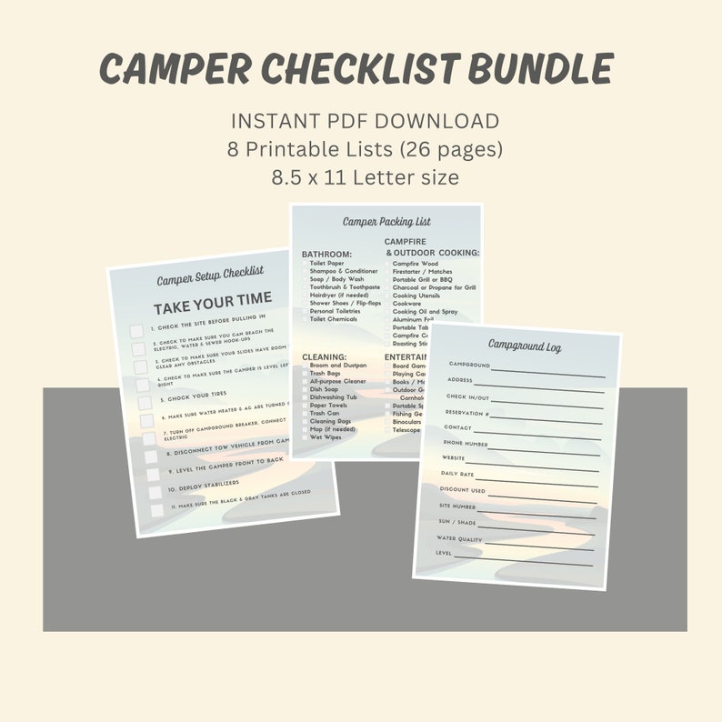Camper Checklist Printable Bundle River - Etsy