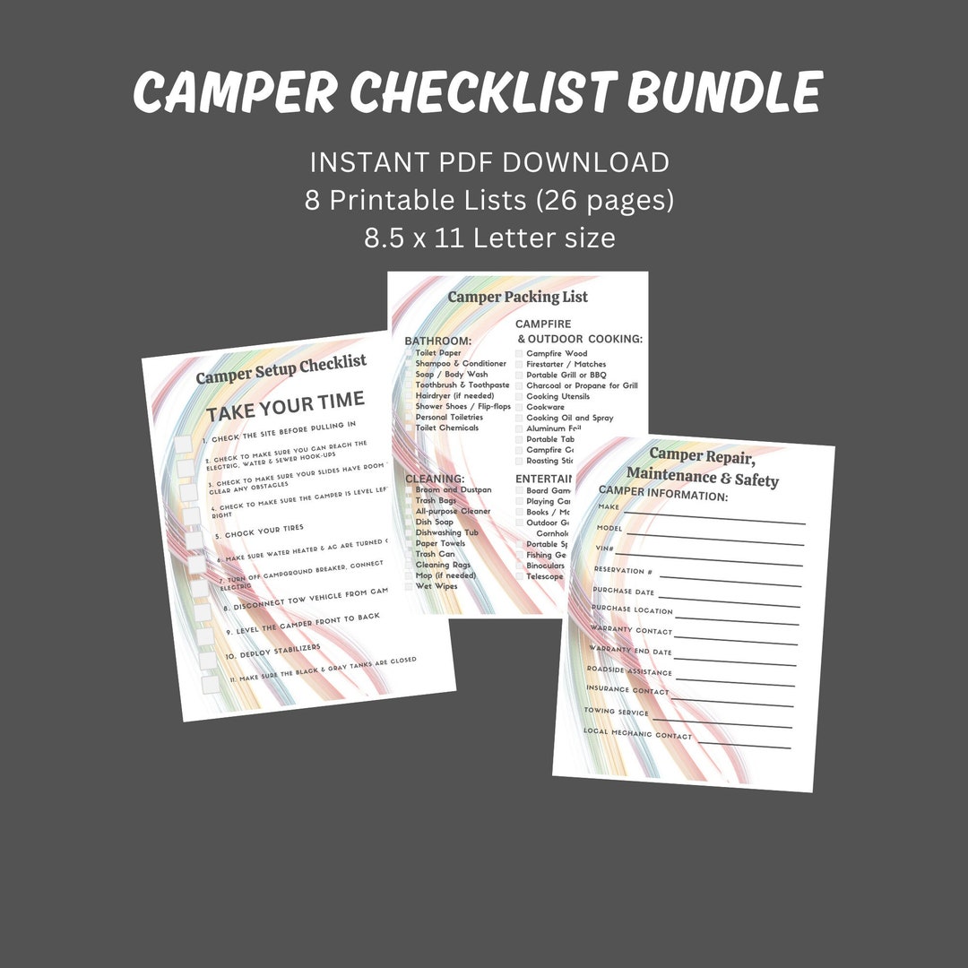 Camper Checklist Printable Bundle Abstract - Etsy