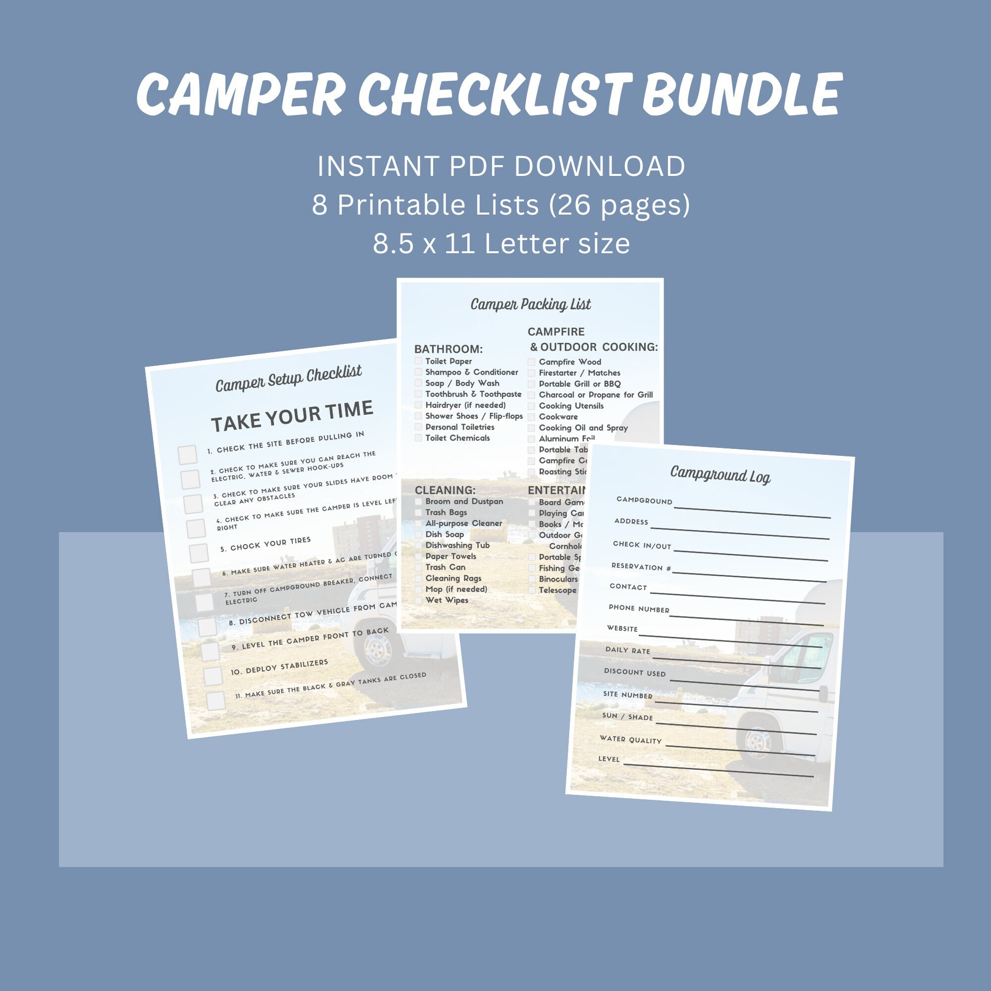 Camper Checklist Printable Bundle - Etsy