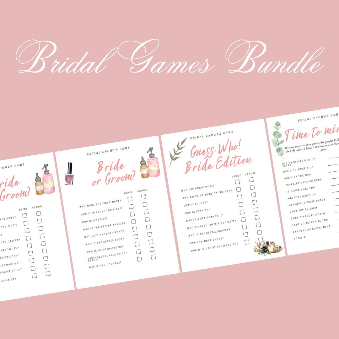 10 Printable Bridal Shower Games Bundle - Spa - Fun & Interactive Party ...