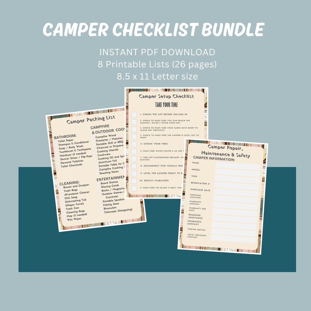 Camper Checklist Printable Bundle Rustic - Etsy