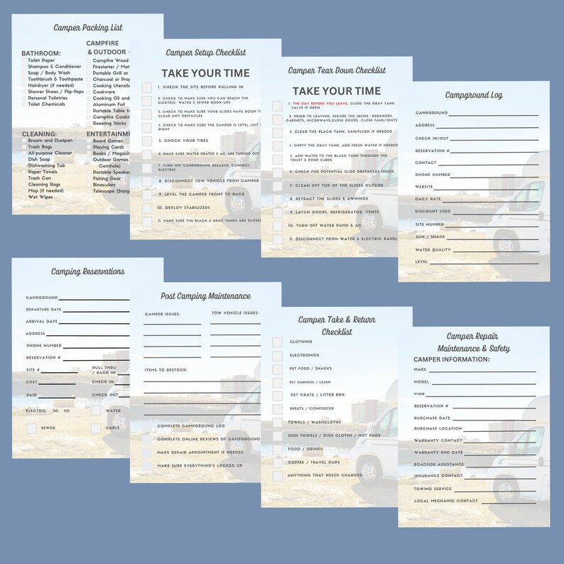 Camper Checklist Printable Bundle - Etsy