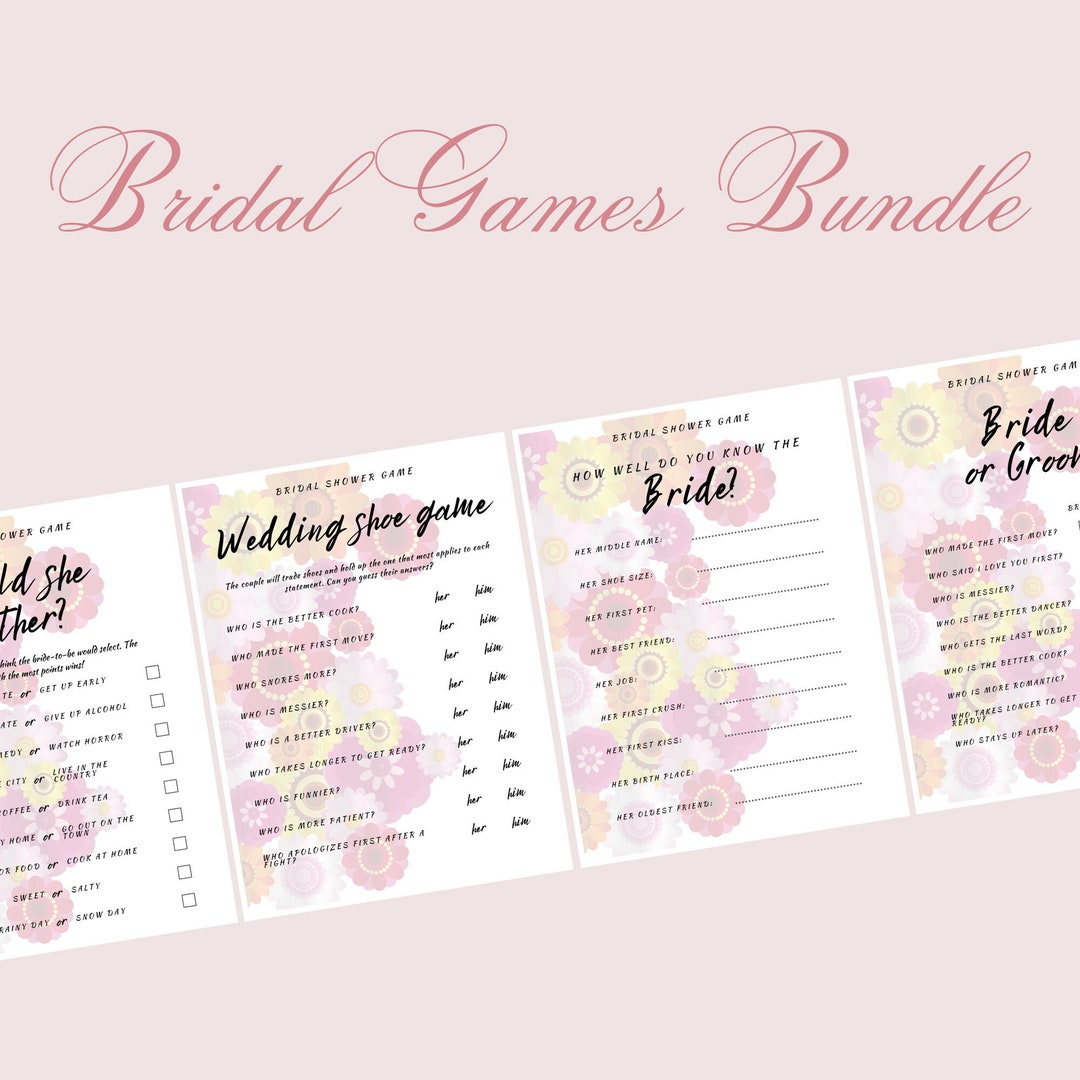 10 Printable Bridal Shower Games Bundle - Bold Flowers - Fun ...