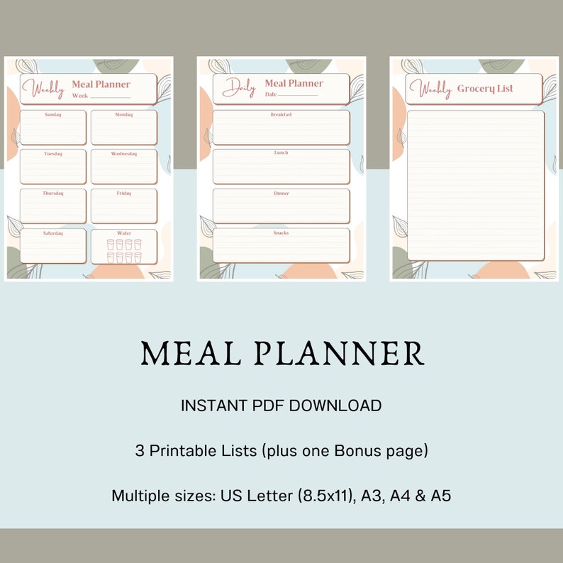 Menu Plan | Meal Plan | Weekly Meal Planner Bundle | Grocery | Meal ...
