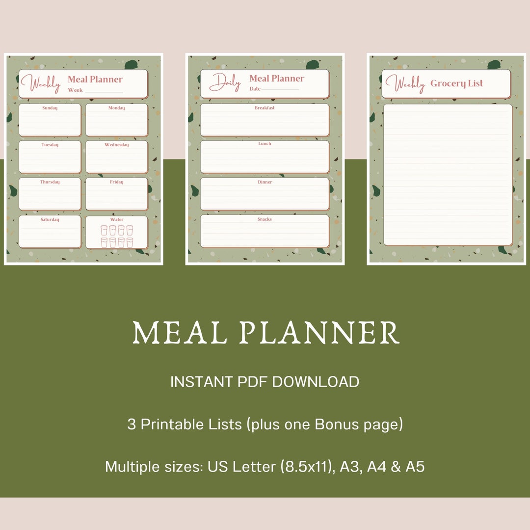 Menu Plan | Meal Plan | Weekly Meal Planner Bundle | Grocery | Meal Planner Printable | Daily ...