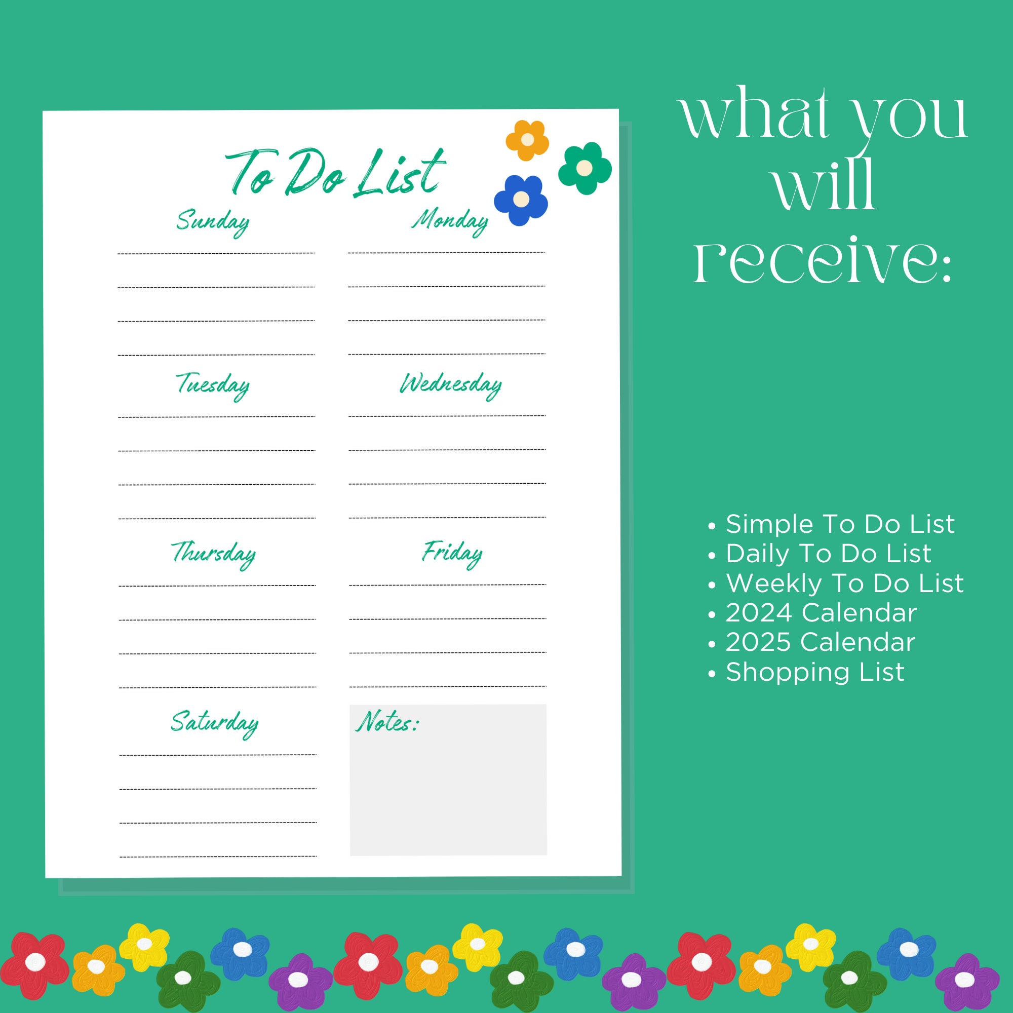 Sleek Minimalist Weekly & Daily Checklist - Printable PDF Lists Bright ...