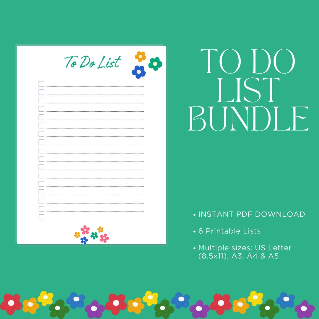 Sleek Minimalist Weekly & Daily Checklist - Printable PDF Lists Bright ...