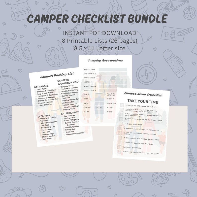 Camper Checklist Printable Bundle Family - Etsy