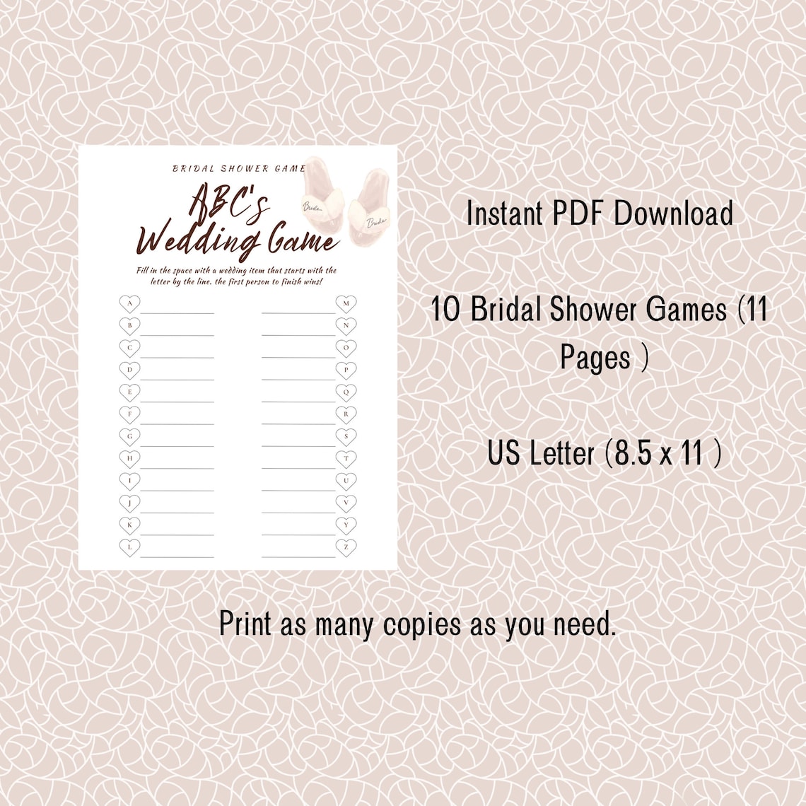 10 Printable Bridal Shower Games Bundle Bridal Shoes Fun & Interactive ...