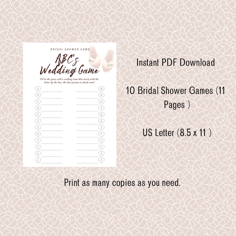 10 Printable Bridal Shower Games Bundle - Bridal Shoes - Fun ...