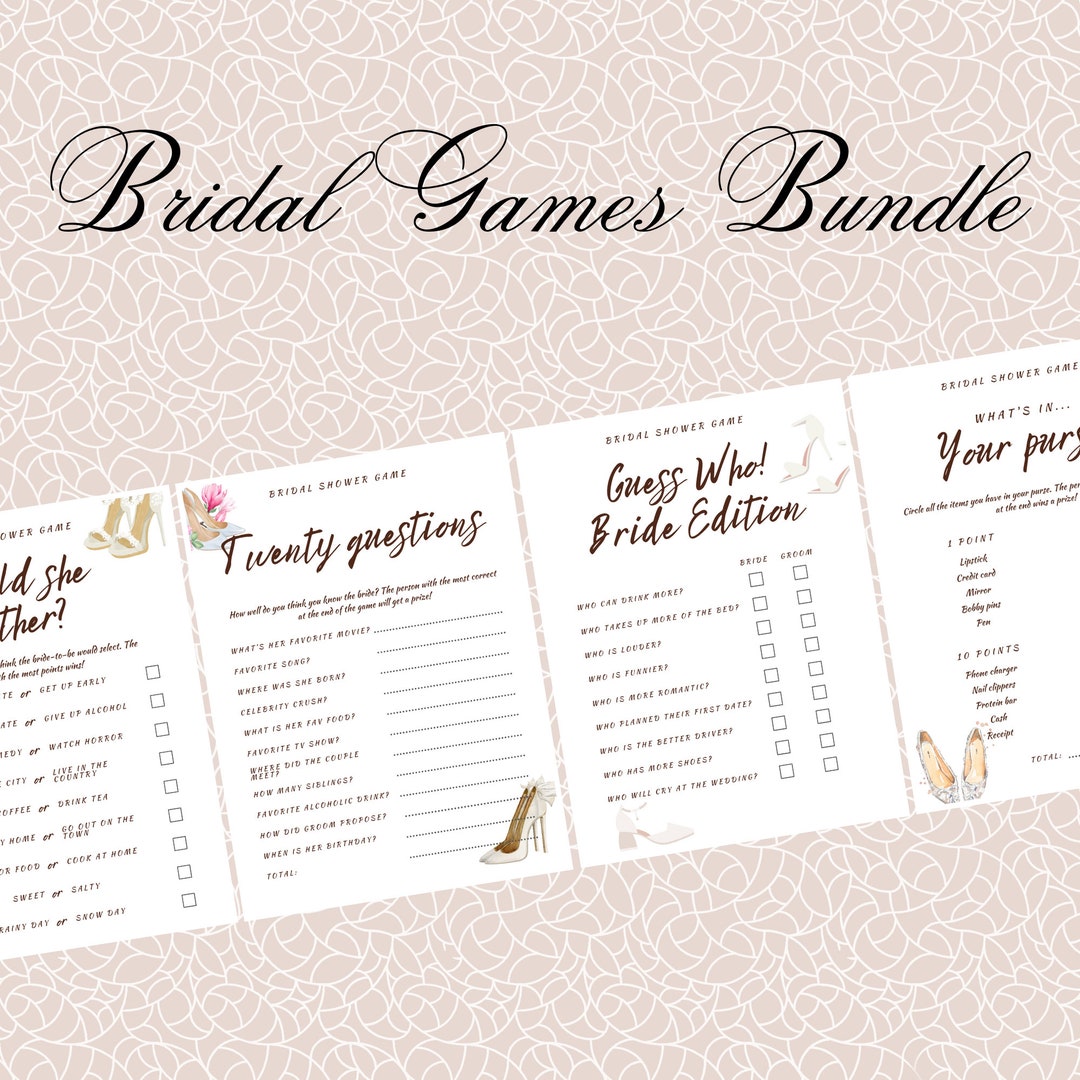10 Printable Bridal Shower Games Bundle - Bridal Shoes - Fun ...