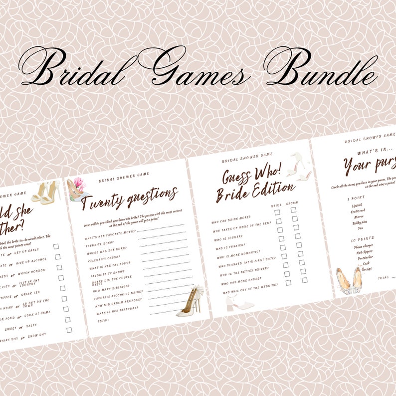 10 Printable Bridal Shower Games Bundle - Bridal Shoes - Fun ...