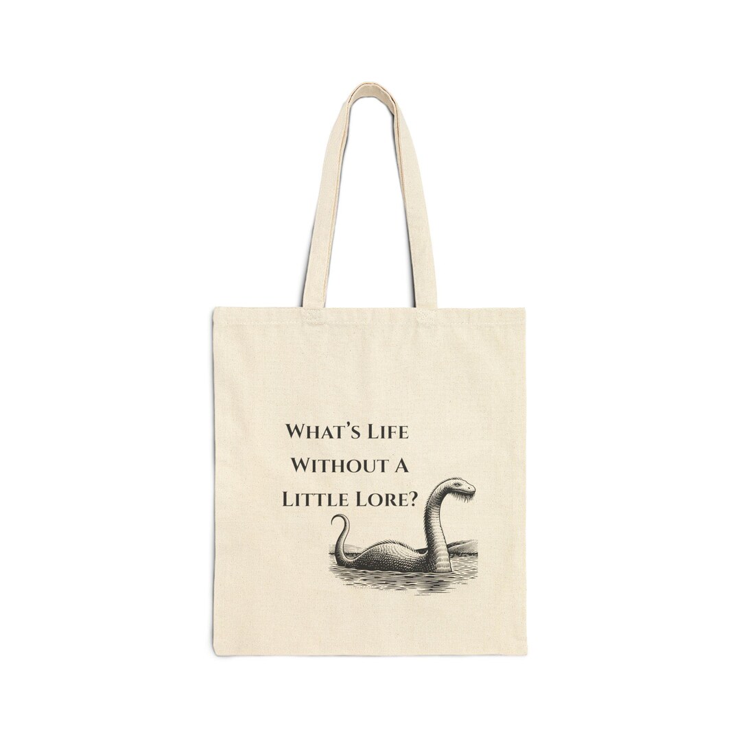 Whimsical Nessie Tote Bag - Loch Ness Monster Funny Canvas Shoulder Bag ...