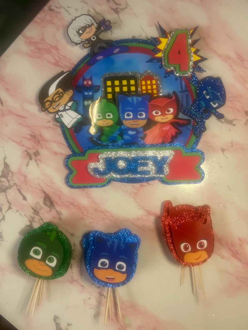 P.j Mask Inspired Birthday Cupcake Topper - Etsy