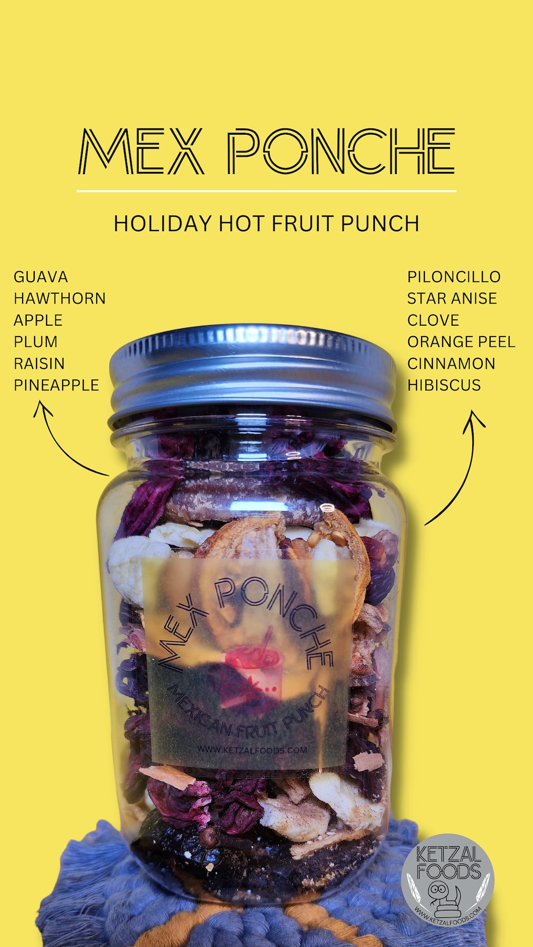 Mexican Ponche Mix Holiday Fruit Punch Drink Makes 8-12 Servings hot or ...