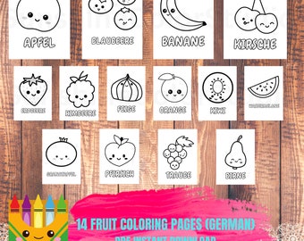 Printable SPANISH Fruit Coloring Pages for Kids, 14 Pages, Kids Party ...