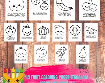 Printable SPANISH Fruit Coloring Pages for Kids, 14 Pages, Kids Party ...