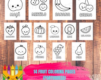 Printable FRENCH Fruit Coloring Pages for Kids, 14 Pages, Kids Party ...