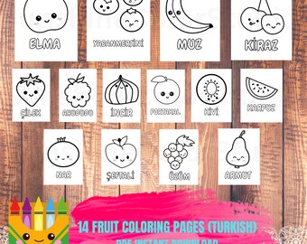 Printable SPANISH Fruit Coloring Pages for Kids, 14 Pages, Kids Party ...