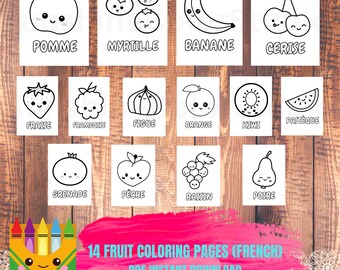 Printable SPANISH Fruit Coloring Pages for Kids, 14 Pages, Kids Party ...