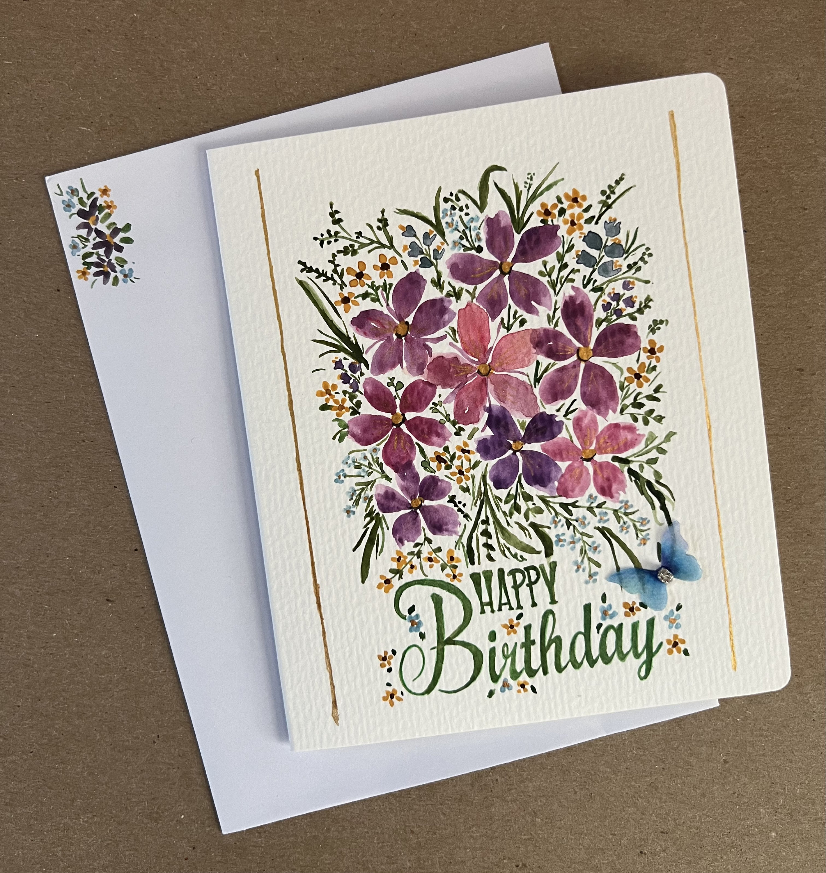 Hand Painted Birthday Card, Watercolor, Original - Etsy