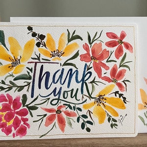 Thank You Card, Watercolor, Hand Painted, Original Print - Etsy
