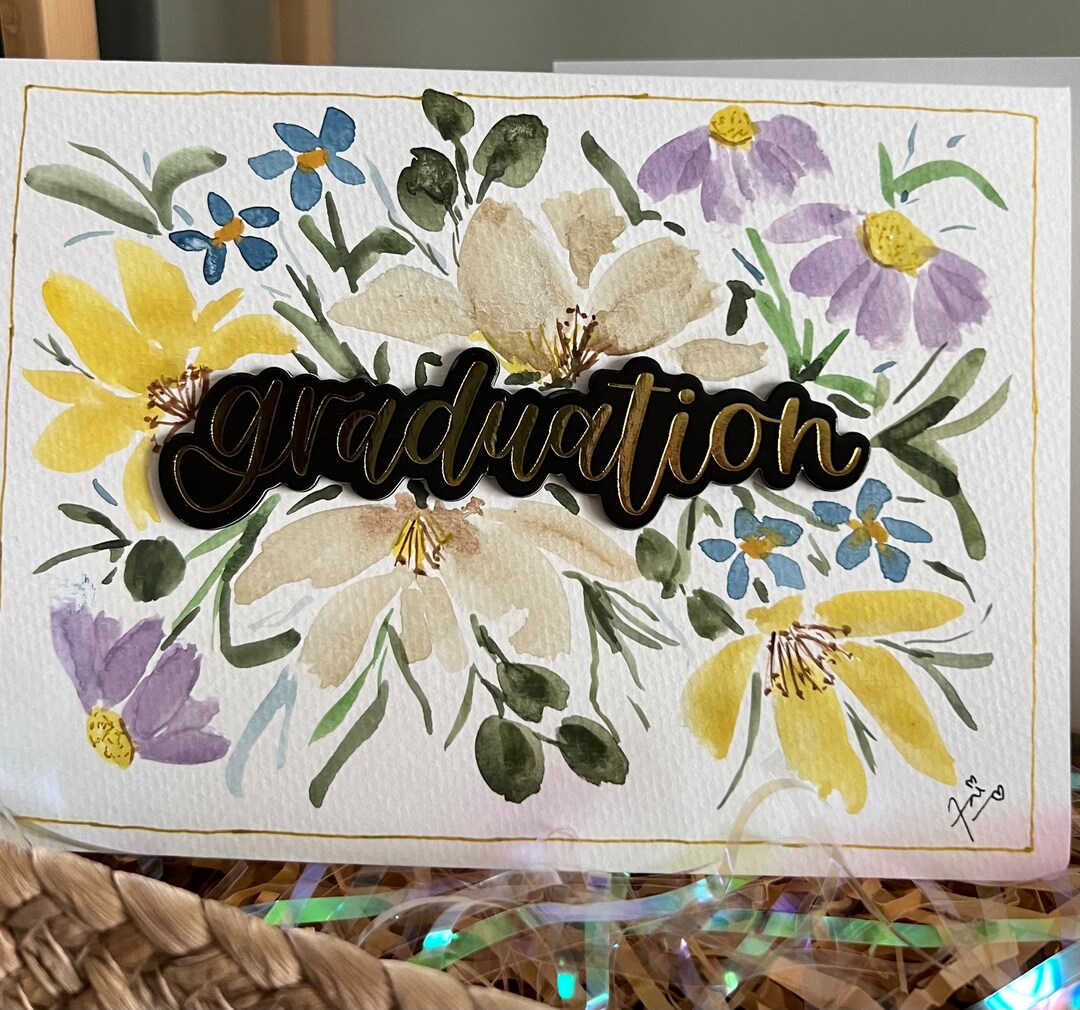 Hand Painted Graduation Card, Watercolor. - Etsy
